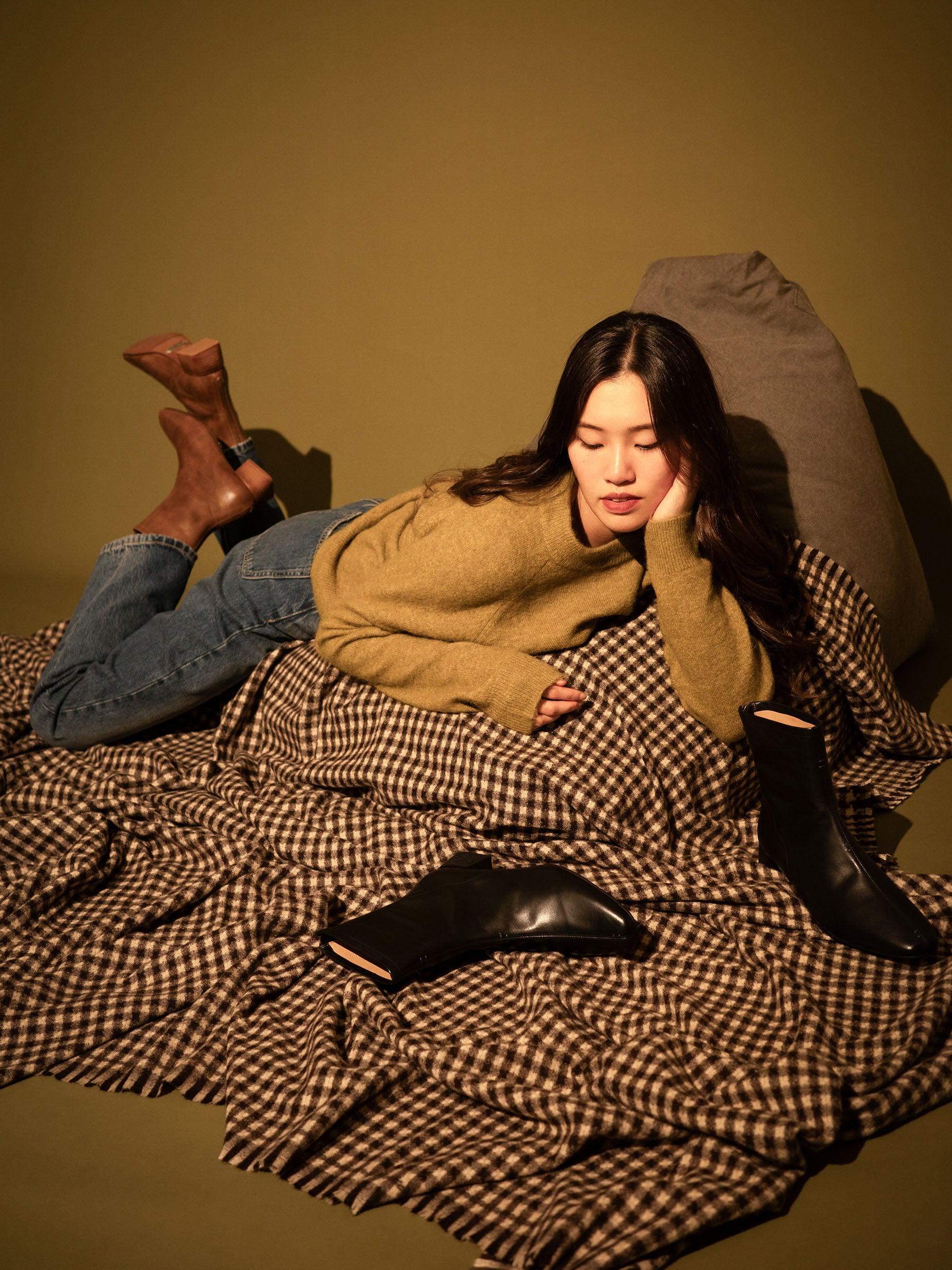 LEATHER LAB - Round Square Toe Stitch Leather Boots